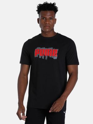 Buy Puma Graphics Wording Mens Black T-shirt Online