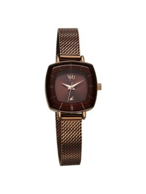 Buy Fastrack Women Vyb Drop 4 Brown Dial Metal Strap Analog Watch ...