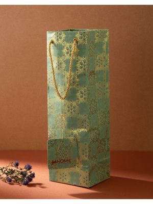 Buy Fabindia Green Paper Printed Sarkhaab Gift Bag Online