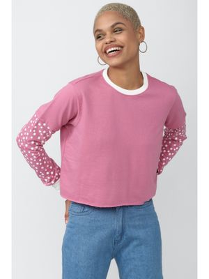 Buy Forever 21 Pink Crop T shirt with Long sleeves Online