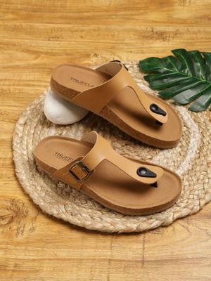 Buy Truffle Collection Brown Solid Sandals Online