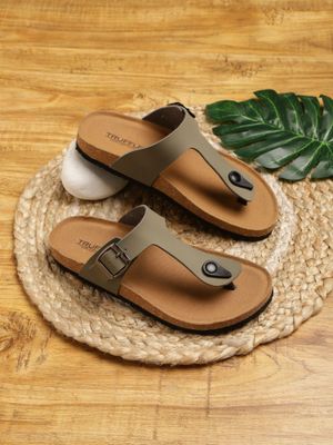 Buy Truffle Collection Olive Solid Sandals Online