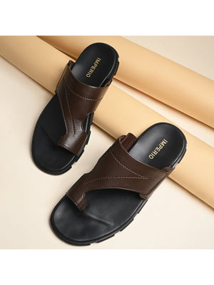 Buy Imperio Brown Men Leather One Toe Sandals (UK 6) Online
