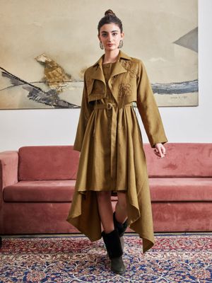 Buy Pozruh By Aiman Phoenix Brown Crop Jacket Online