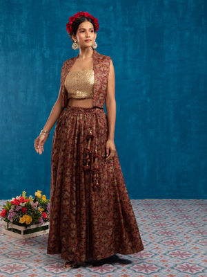 Buy Gajra Gang Jacket Lehengas With Blouse GGLEH34 (Set of 3) Online