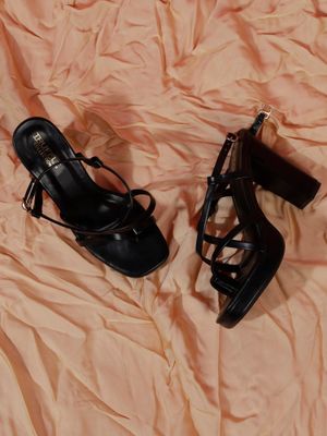 Buy Truffle Collection Black Solid Heels Online