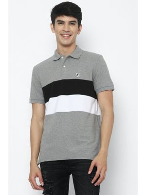 Buy American Eagle Men Grey Colorblock Pique Polo T-Shirt Online