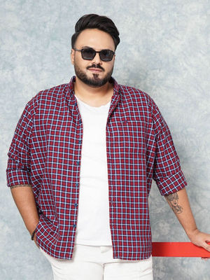 Buy Hardsoda Red Checks Regular Fit Shirt (2XL) Online