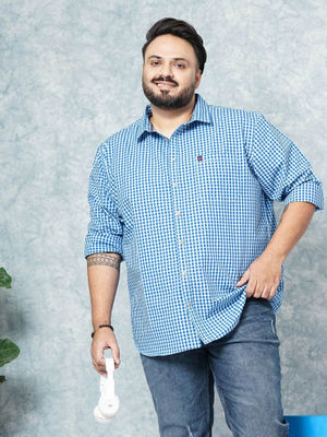 Buy Hardsoda Blue Checks Regular Fit Shirt (2XL) Online