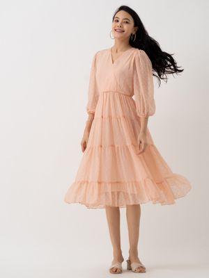 Buy Aask Women Fancy Peach Dress For Women (S) Online