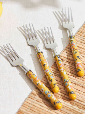 Chumbak Cutlery : Buy Chumbak Pixel Paisley Meal Fork Yellow (Set of 4 ...