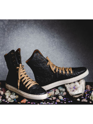 Buy Kavith Sainaani Black Tall Crinkle Sneakers (Pack of 2) Online