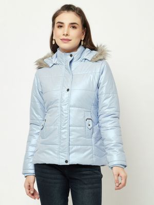 Buy CRIMSOUNE CLUB Women Light Blue Padded Jacket Online