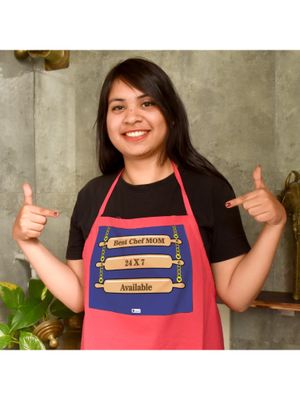 Buy Indigifts Best Chef Mom Quote Pink Apron Online