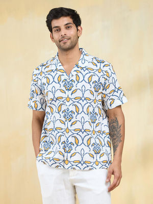 Buy Fabindia White Cotton Printed Regular Shirt (XS) Online