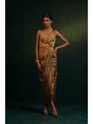 Buy Charkhee Midas Gold Tissue Maxi Dress online