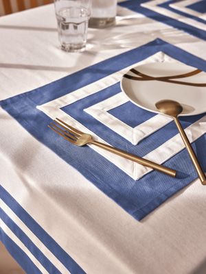 Buy The Label Life Ivory & Blue Table Mat Online