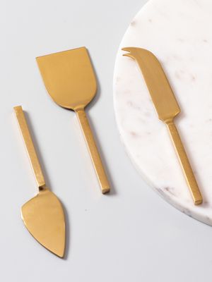 Buy Nestroots Nora Cheese Knives Gold - Set Of 3 Online