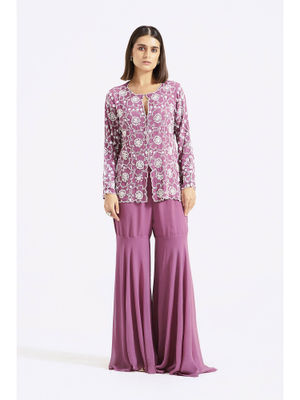 Buy Basanti Kapde aur Koffee Purple Embroidered Co-Ord (Set of 2) Online