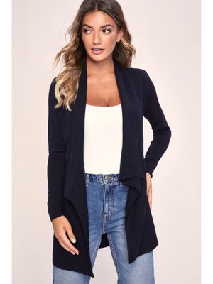 Buy Lipsy Navy Blue Regular Knitted Waterfall Cardigan Online