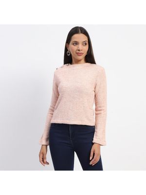 Buy Madame Golden Pearl Shoulder Sp Button Peach Top (S) Online