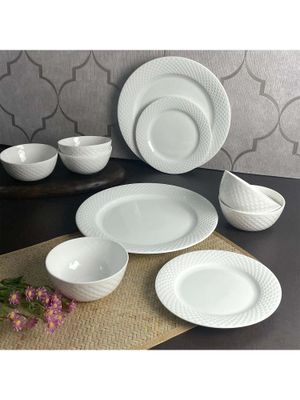 Buy CLAY CRAFT Fine Ceramic White Plain Basic Dinner Set - 18 Pieces Online