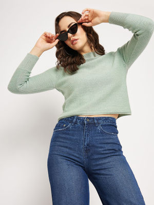 Buy CAMLA Women Mint High Neck Sweater Online
