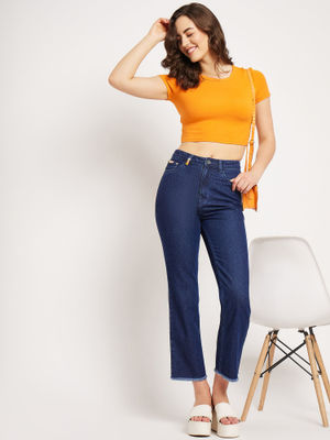 Buy CAMLA Women Dark Blue Regular Denim Jeans Online