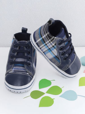 Buy Baby Moo Checked Blue Sneakers Online