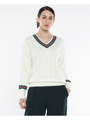 Buy RAREISM Women Simaya Primary Off White Relaxed Sweater (XXS) Online