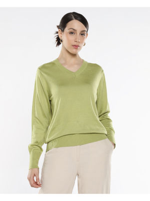 Buy RAREISM Women Usak Fluorescent Green Relaxed Sweater (XXS) Online