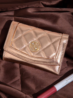 Buy Carlton London Women Textured Rose Gold Wallet Online