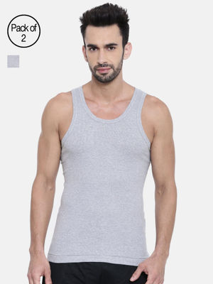 Buy Dixcy Scott Mens Ribbed Vest Body Fit Solid Innerwear (pack Of 2 ...