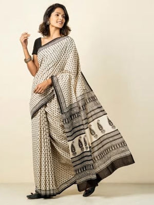 Buy Fabindia Cotton Hand Block Print Sari Online