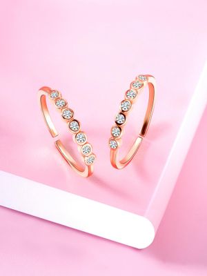 Buy Peora Cubic Zirconia Studded Rose Gold Plated Adjustable Toe Ring ...