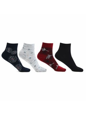 Buy Bonjour Womens Designer Woolen Thumb Socks - Pack Of 4 Online