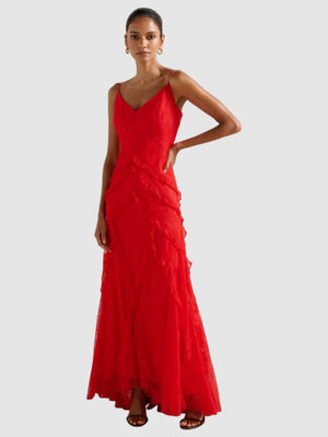 Buy Forever New Gabrielle Petite Lace Ruffle Gown Online