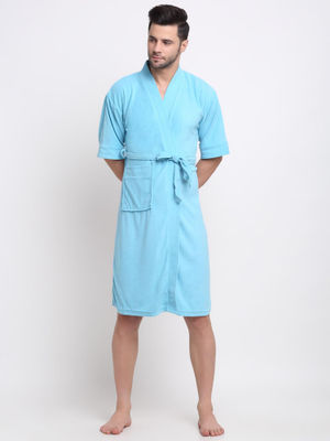 Buy Creeva Unisex Micro Terry Turquoise Soft and Lightweight Kimono ...