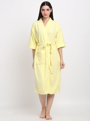 Buy Creeva Unisex Micro Terry Yellow Soft and Lightweight Kimono Style ...