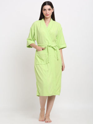 Buy Creeva Unisex Micro Terry Green Soft and Lightweight Kimono Style ...