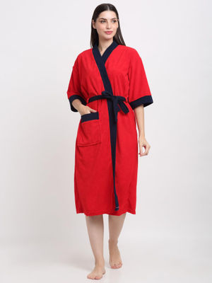 Buy Creeva Unisex Micro Terry Red Soft and Lightweight Kimono Style ...
