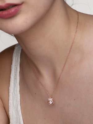 Buy Palmonas 18K Rose Gold Plated Crown Dangle Necklace for Women for ...