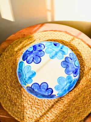 Buy WEAVING HOMES Blue Floral Plate Online