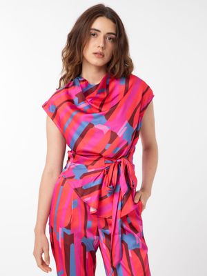 Buy RAREISM Sengi Cowl Neck Top With Self Fabric Belt (Set of 2) Online
