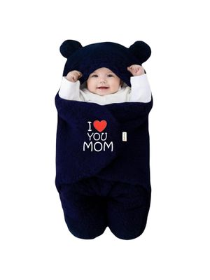 Buy OYO BABY Navy Blue Newborn Baby Hooded Embroidered Wrap Swaddle (0 ...