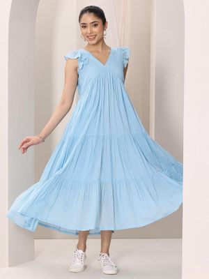 Buy Libas Women Solid Cotton Empire Midi Dress (XS) Online
