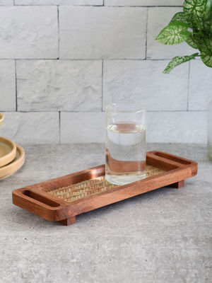 Buy VarEesha Acacia Wood Small Chatai Runner Tray Online