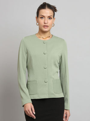 Buy Powersutra Short Jacket without Collar- Sage Green Online