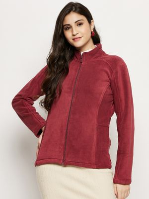 Buy Madame Women Wine High Neck Jacket Online