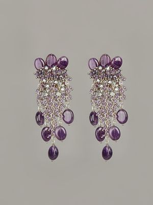 Buy House of D'oro Handcrafted Semi Precious Stone Purple Danglers Online